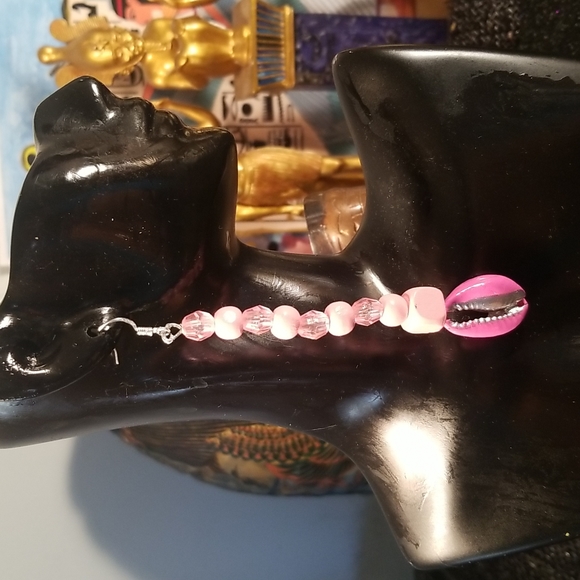 Jewelry | Bohemian Style 3 Inches Pink Cowrie Shells Paintes Earrings ...